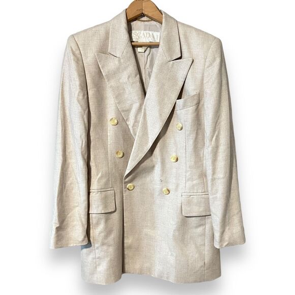 Escada | Jackets & Coats | Vintage Escada Tan Cashmere Silk Plaid ...